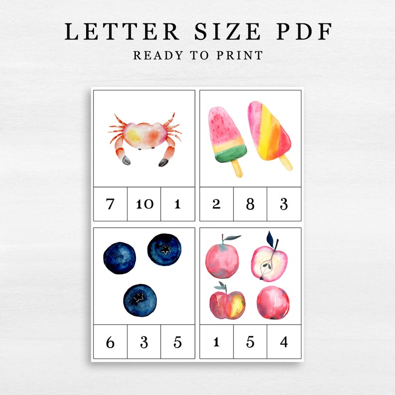 Count and Clip Cards 1-10 Printable Montessori Number Work - Etsy