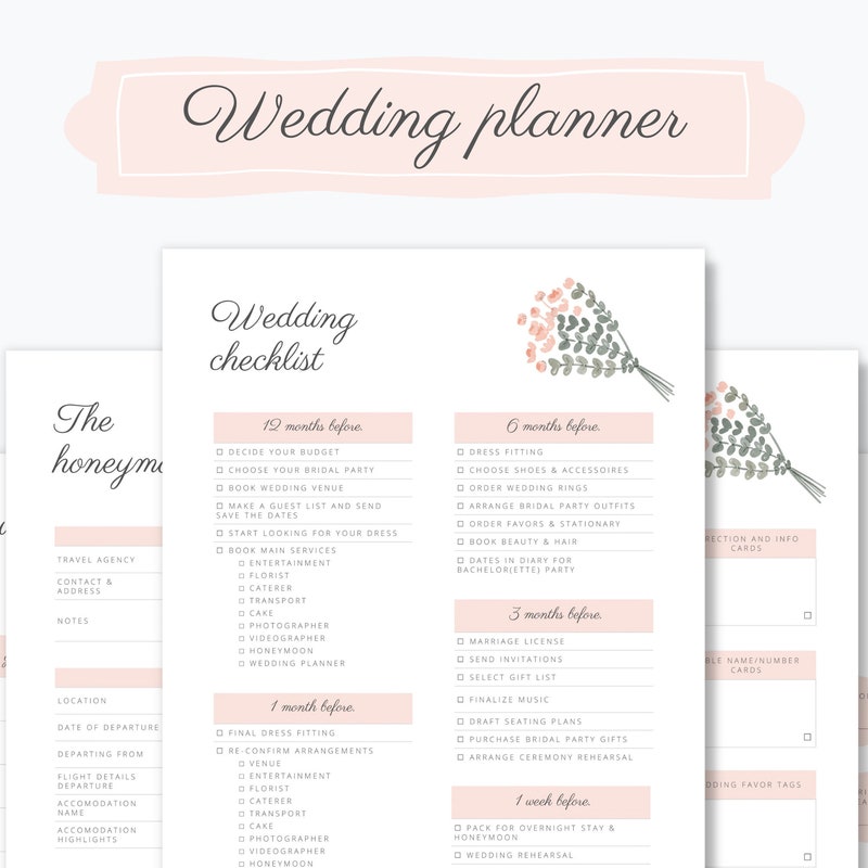 Wedding Planner Printable - Etsy