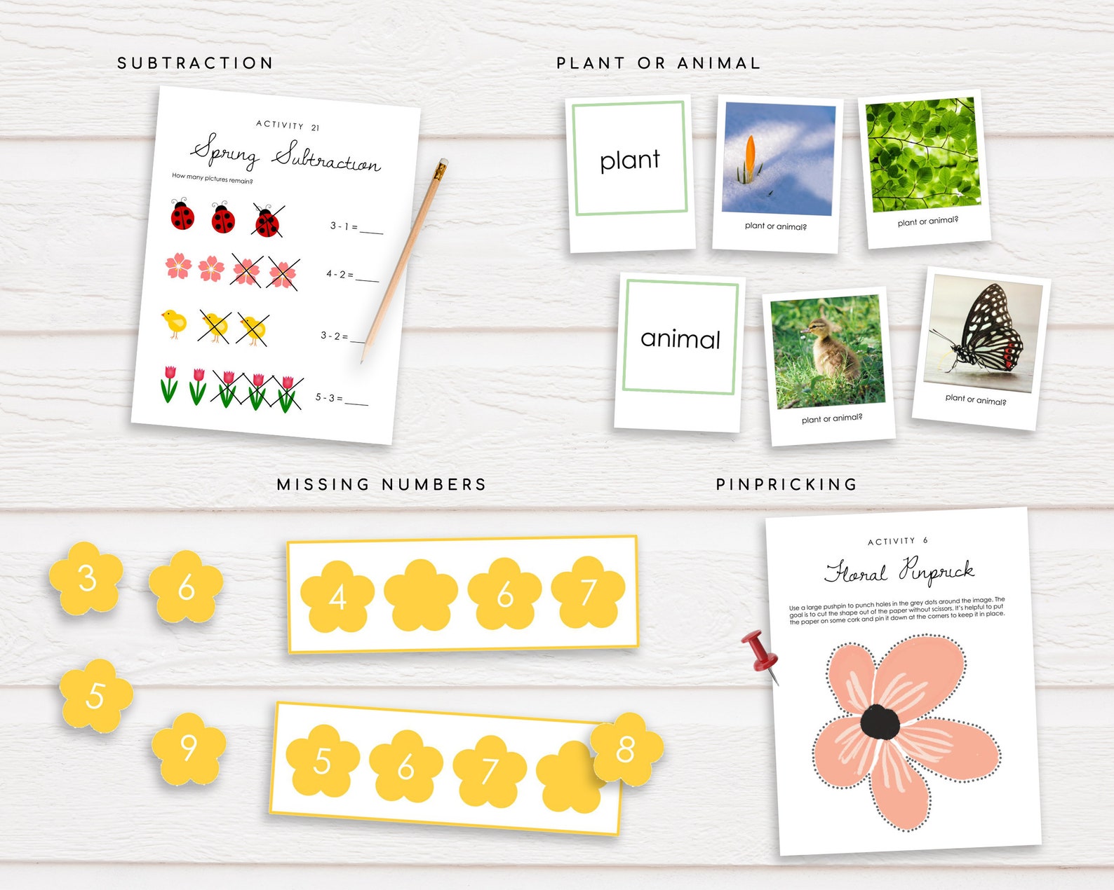 Kindergarten Worksheets Montessori Printable Spring Bundle - Etsy