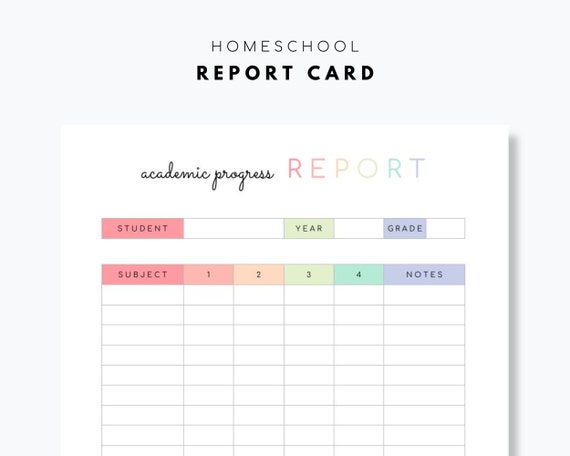 Homeschool Report Card - Etsy