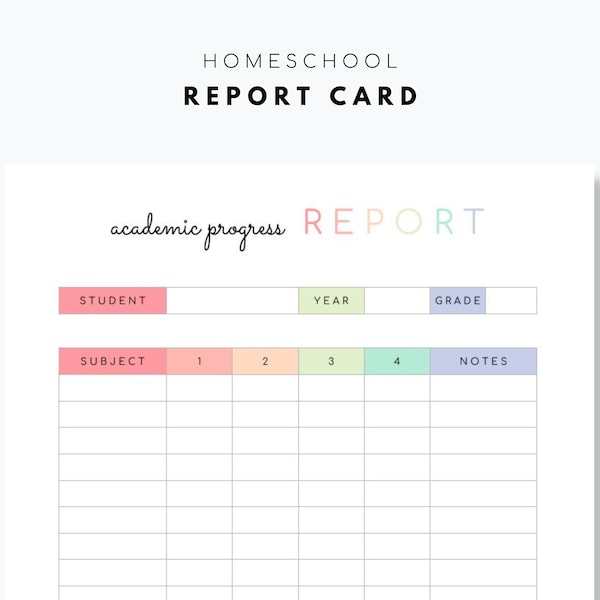 Homeschool Report Card - Etsy