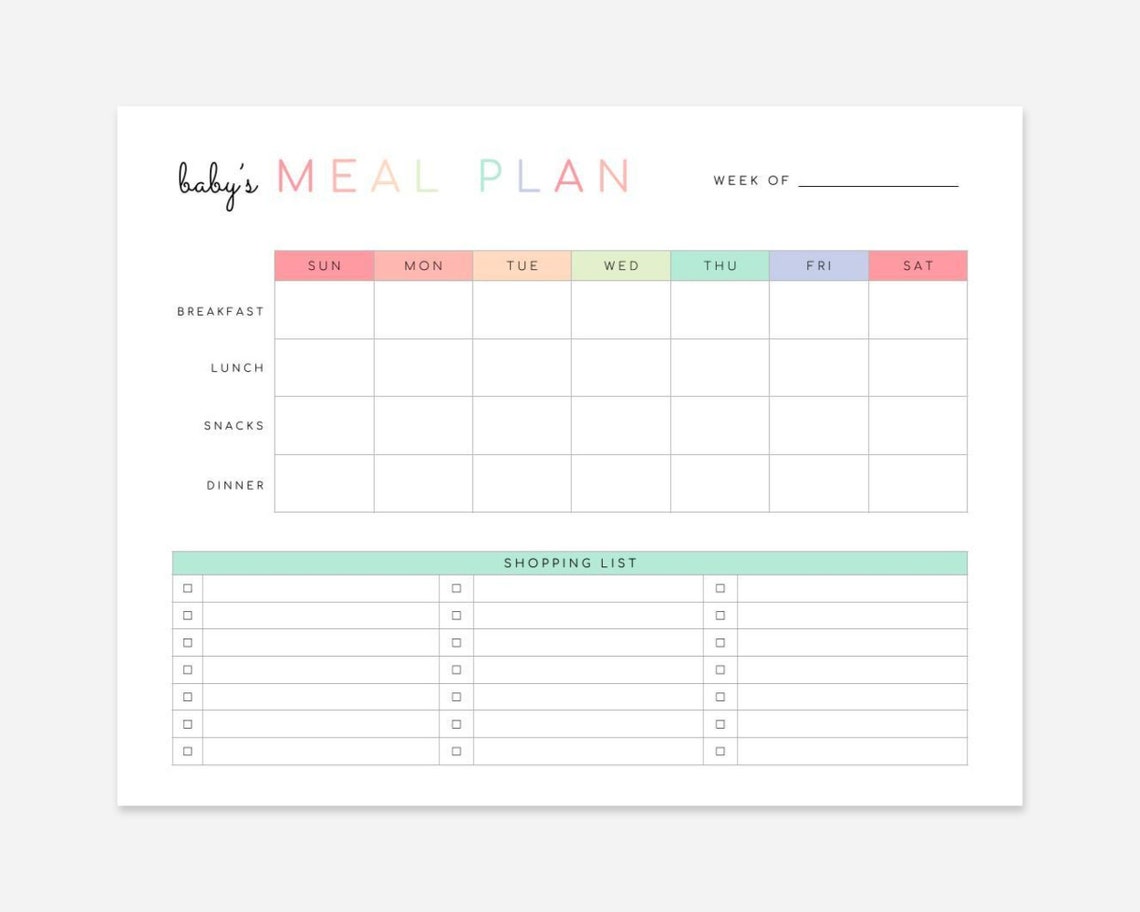 Baby Food Diary Printable Baby Food Tracker - Etsy