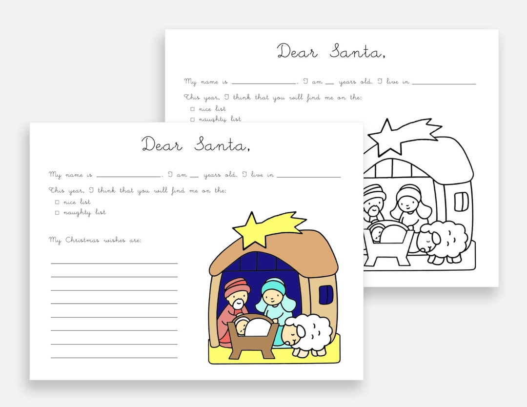 Christmas Wish List, Printable Dear Santa Letter, With Color or as ...