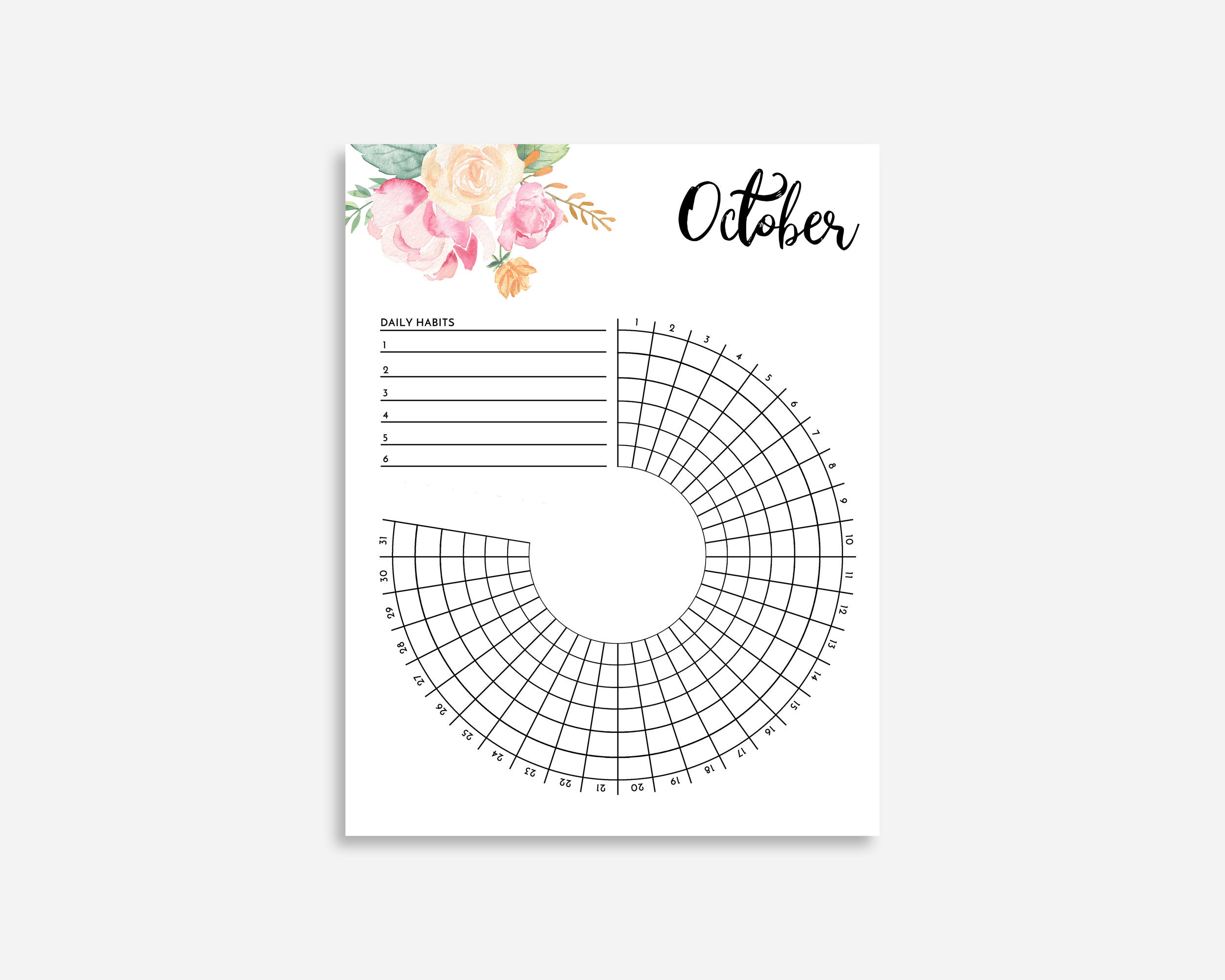 Circular Habit Tracker Printable - Etsy