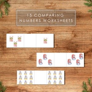Christmas Comparing Numbers Worksheets, Math Montessori Christmas ...