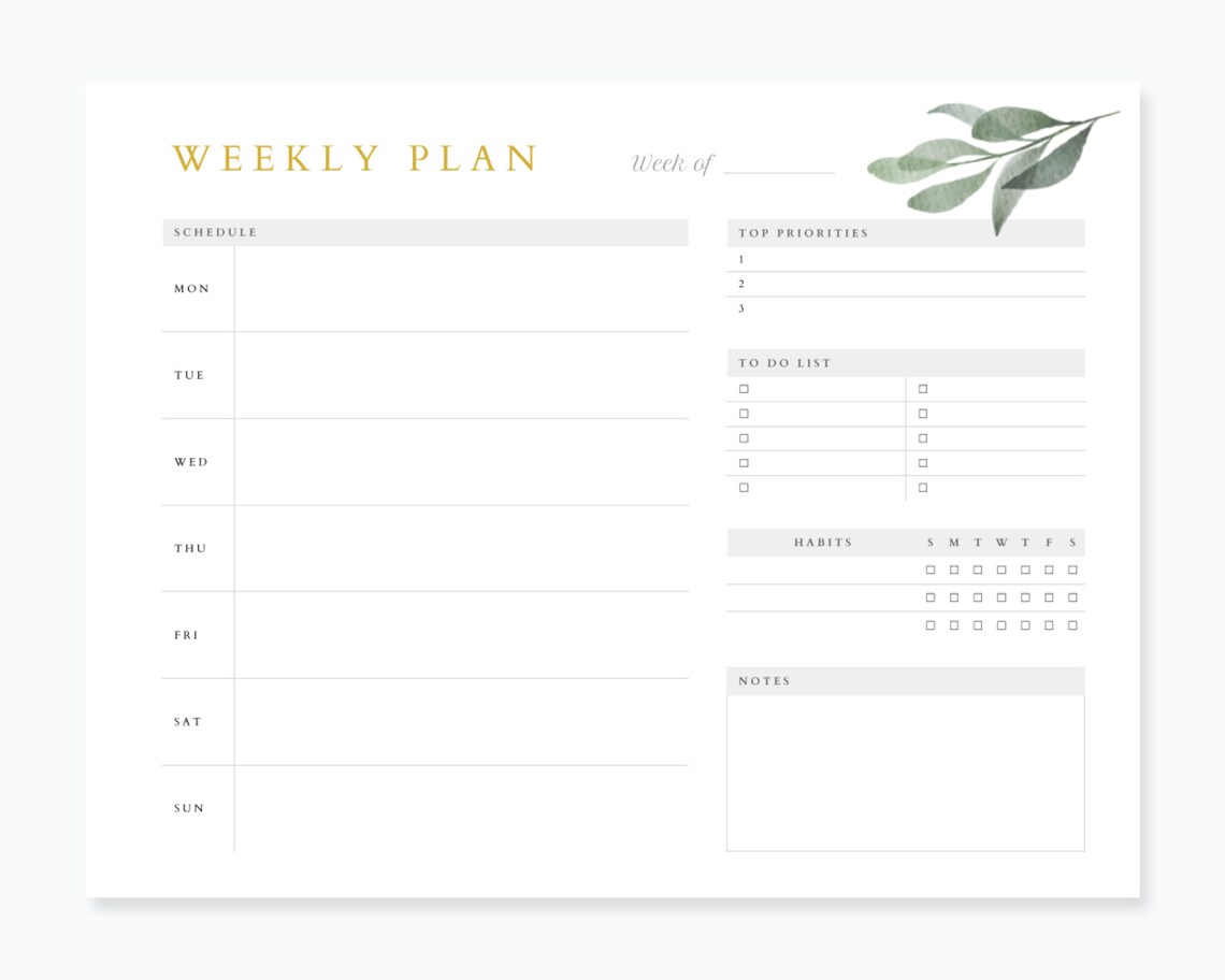 Printable Weekly Homeschool Schedule | Eucalyptus - Etsy