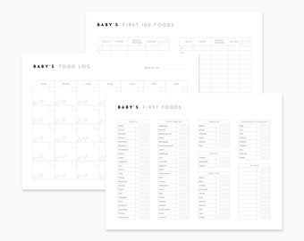 Baby Food Tracker, Printable Food Diary Bundle, Baby Led Weaning, Babys ...