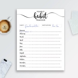 Printable Yearly Habit Tracker | Habit Planner 12 Months Monthly | Goal ...