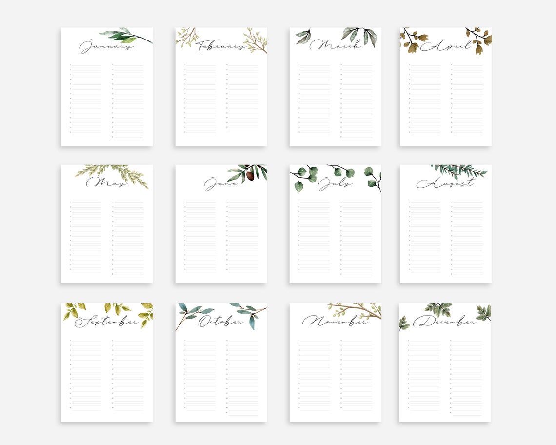 Birthday Calendar Printable Perpetual Calendar | Etsy