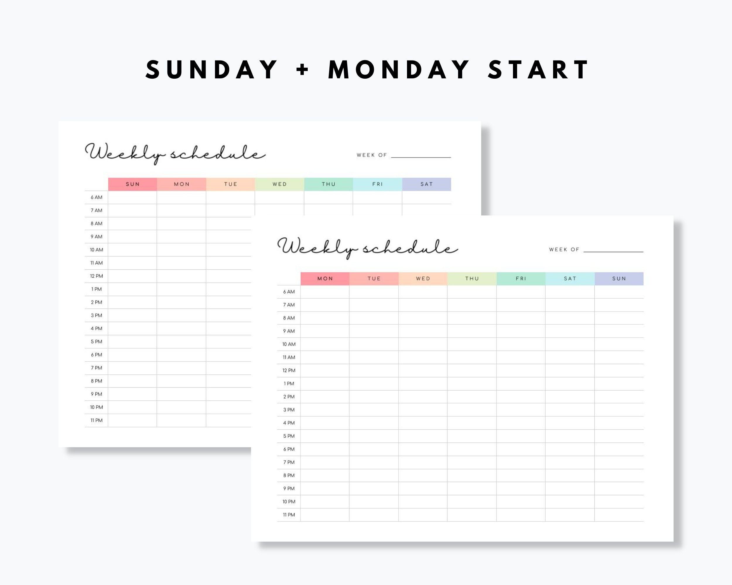 Agenda Weekschema met uren - Etsy Nederland