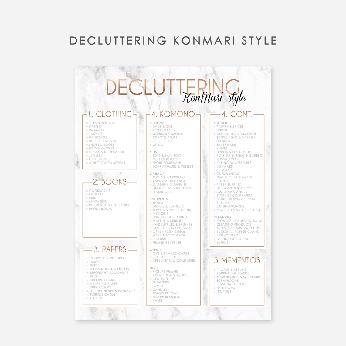 Konmari Decluttering Printable | Konmari Printable | Marie Kondo ...