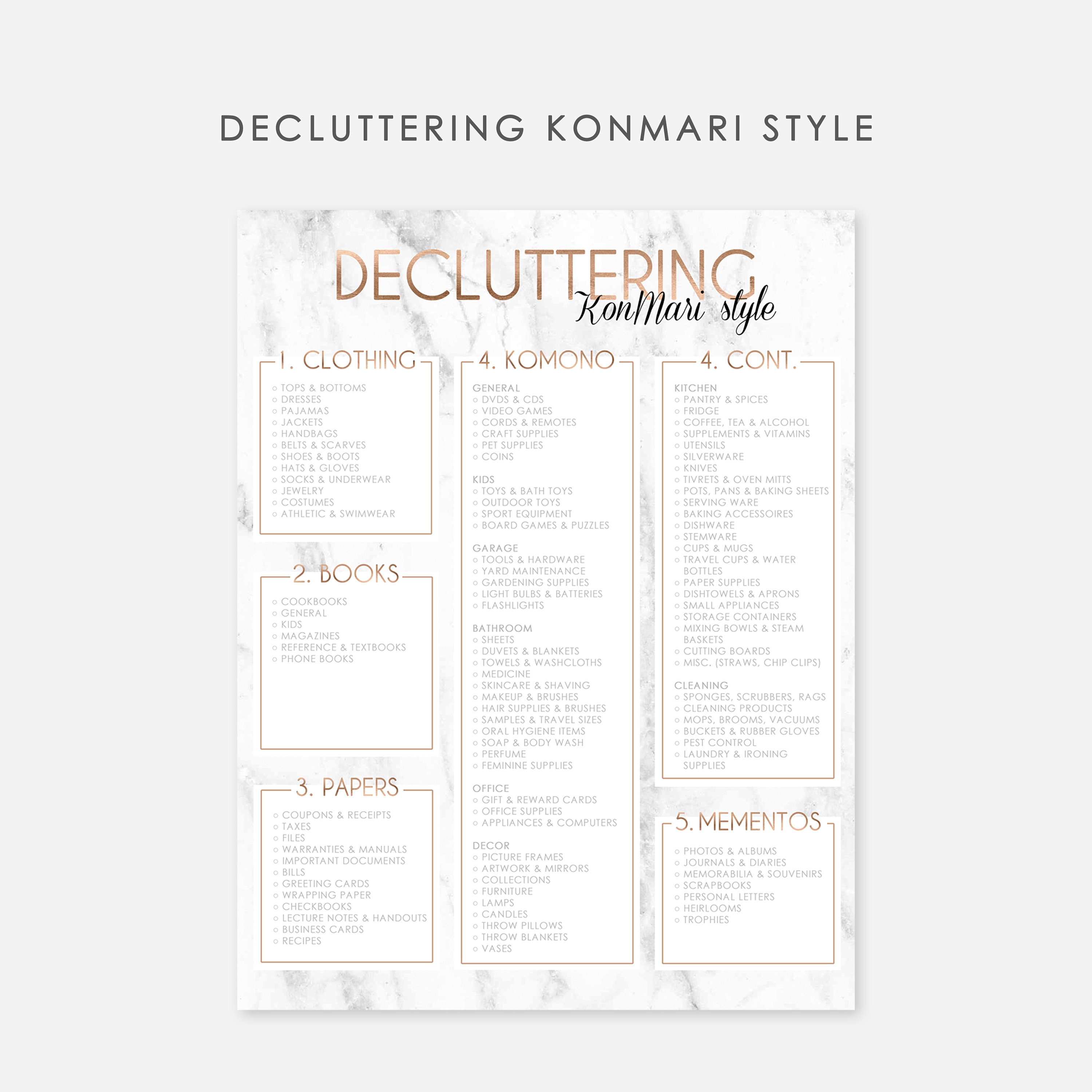 Konmari Decluttering Printable | Konmari Printable | Marie Kondo ...
