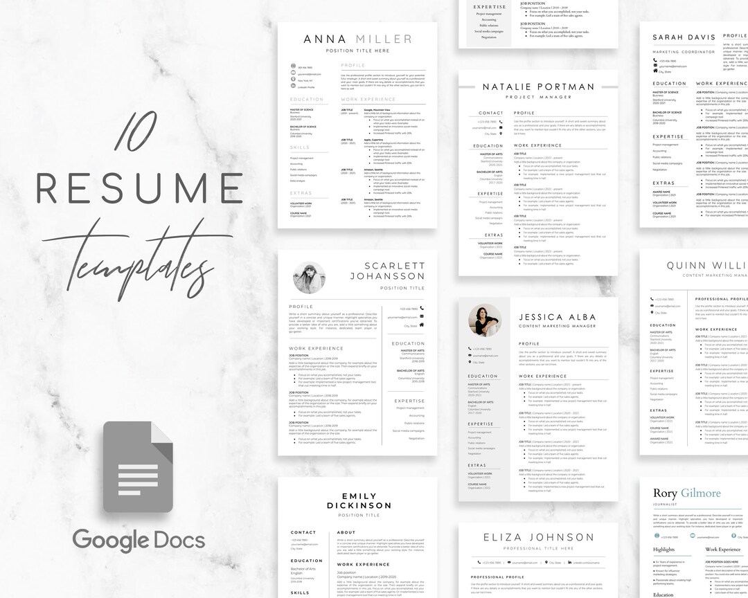 Resume Template Google Docs 10x Bundle - Etsy
