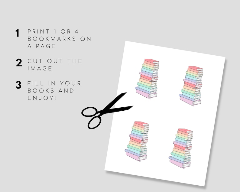 Book Stack Bookmark Printable - Etsy