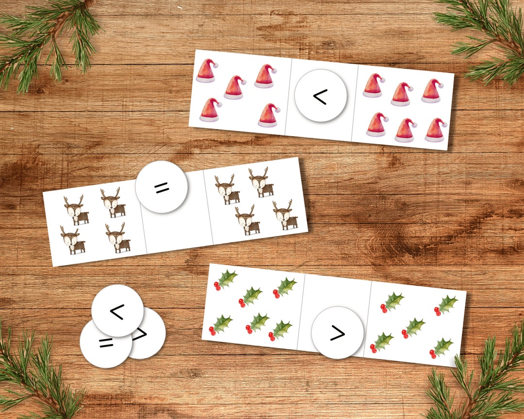 Christmas Comparing Numbers Worksheets, Math Montessori Christmas ...