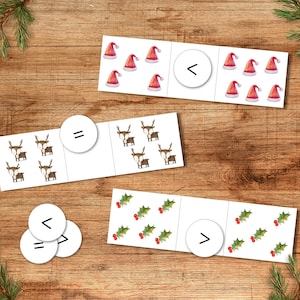 Christmas Comparing Numbers Worksheets, Math Montessori Christmas ...