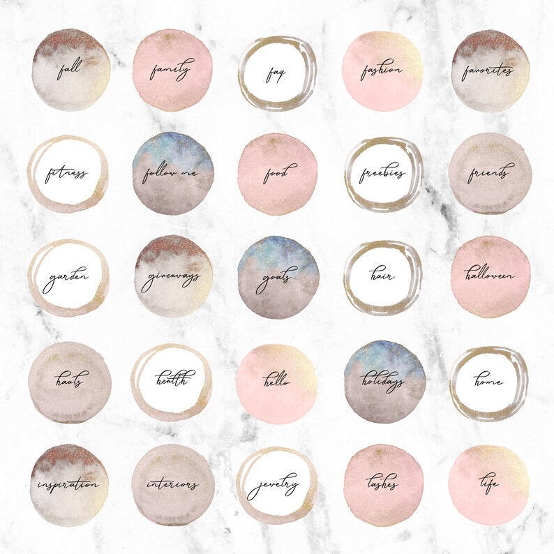 100 Instagram Story Highlight Icons Pink Rose Gold Metallic | Etsy