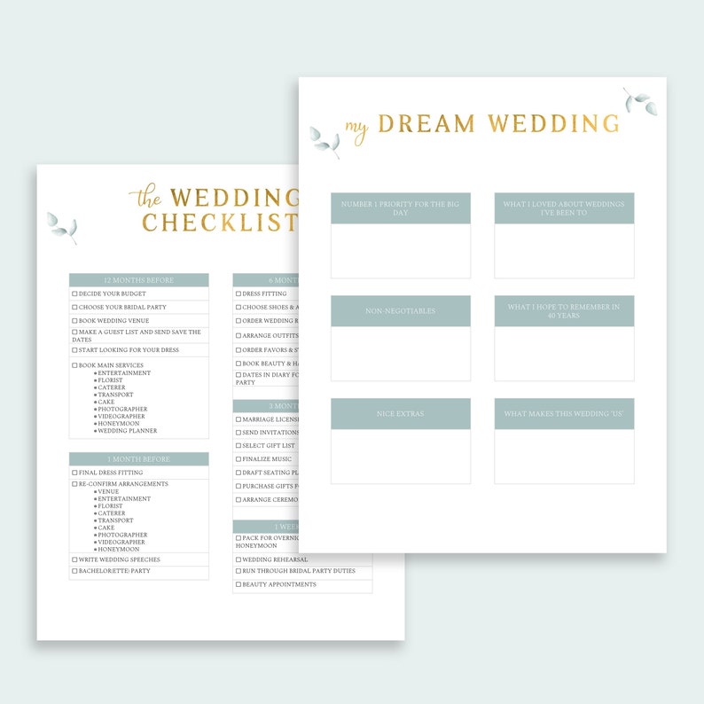 Bruiloft Planner Printable Bruiloft Checklist Trouwdag - Etsy Nederland