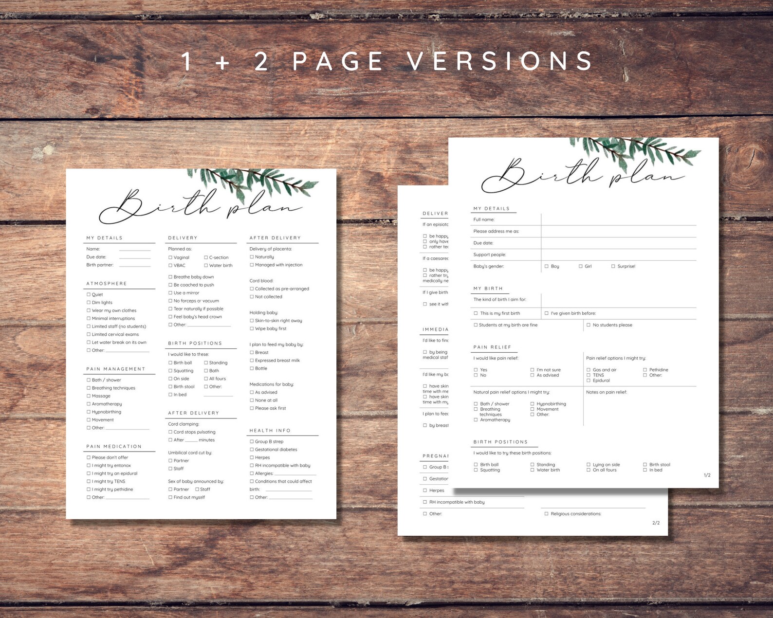 Birth Preference Template - Etsy