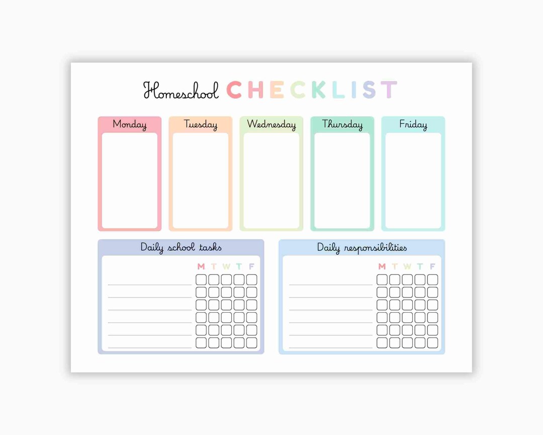 Printable Homeschool Checklist: Editable PDF Schedule - Etsy Australia