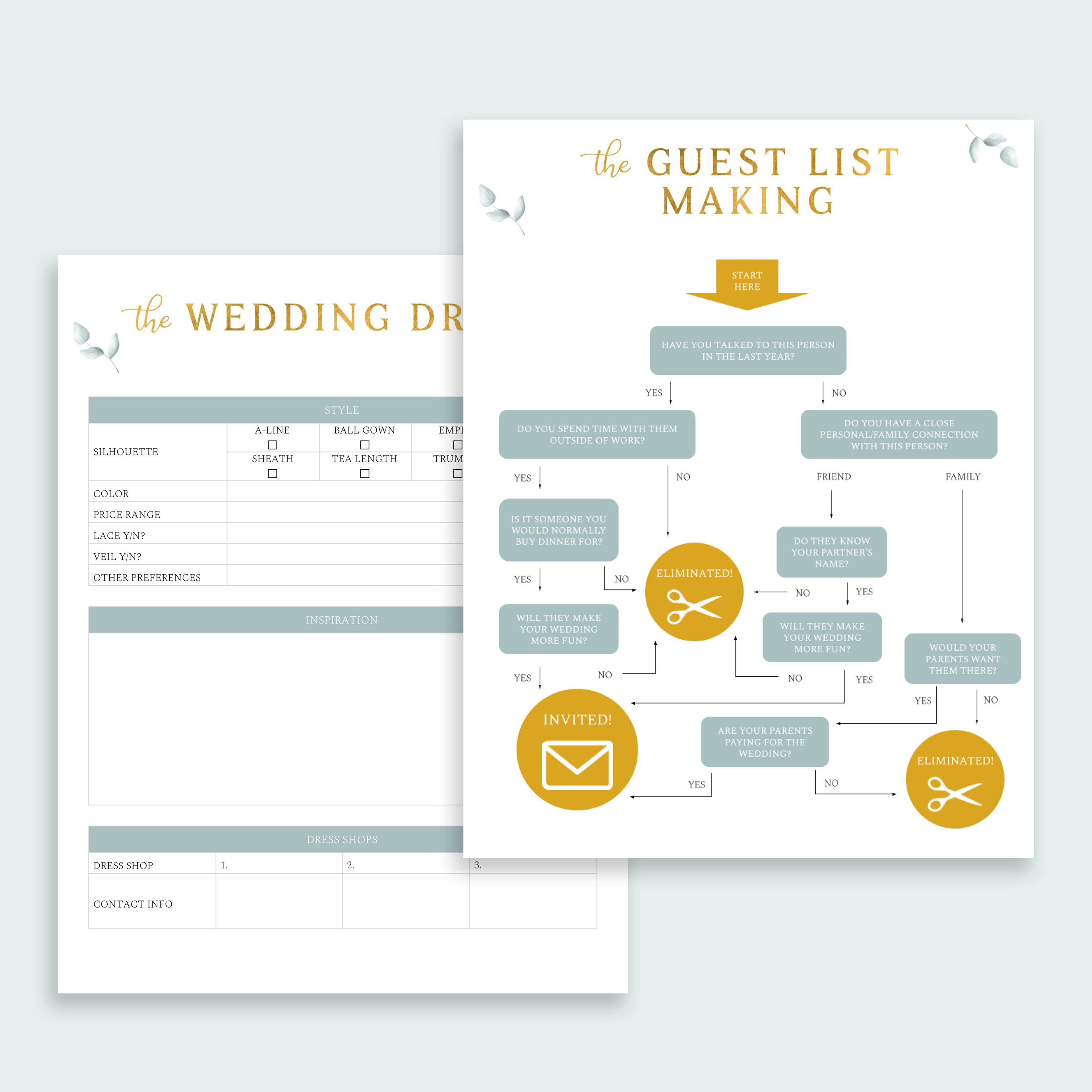 Bruiloft Planner Printable Bruiloft Checklist Trouwdag | Etsy
