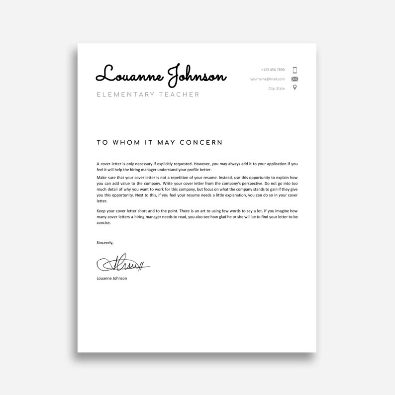 Resume Teacher Google Docs Resume Template Teacher Cover - Etsy