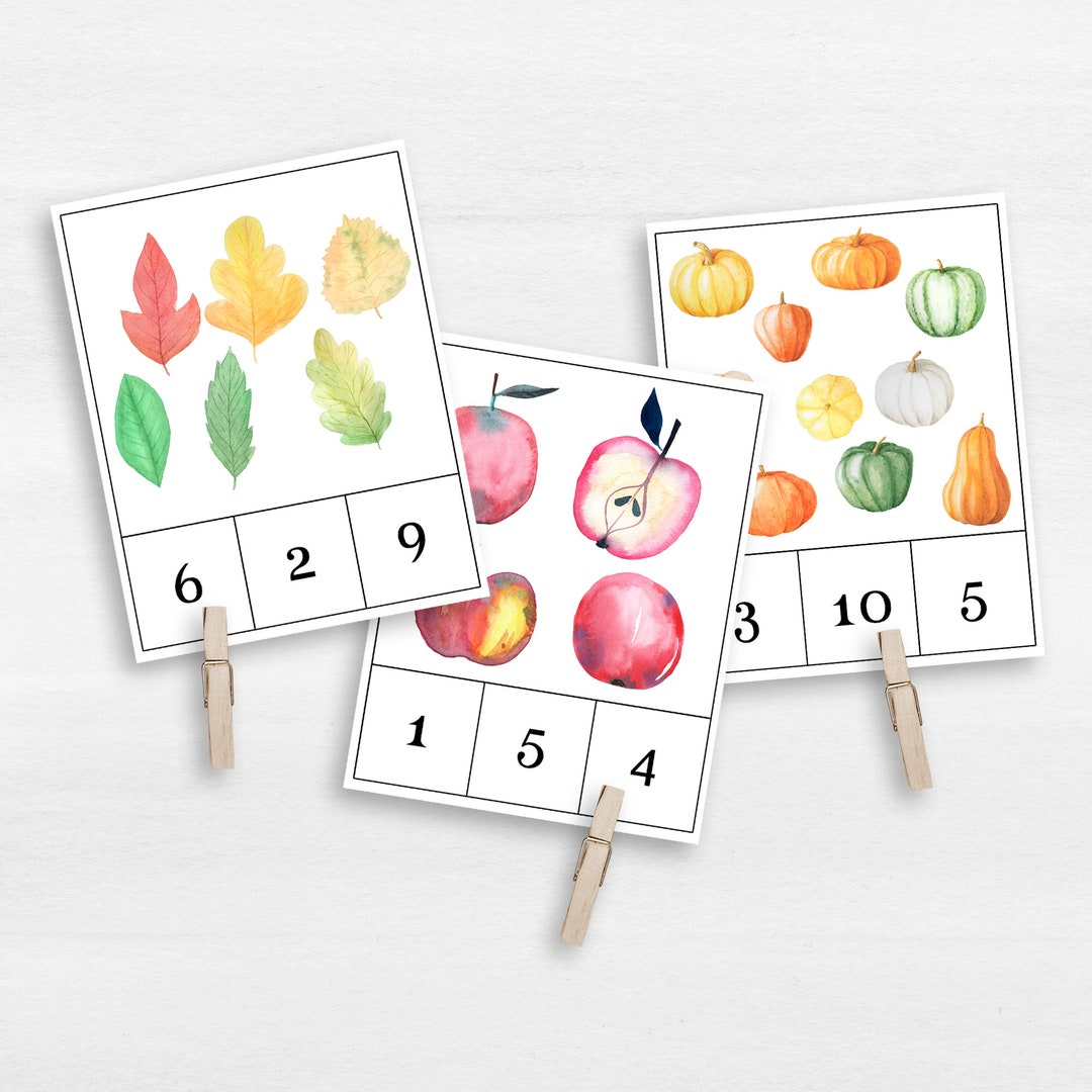 Count and Clip Cards 1-10 | Printable Montessori Number Work - Etsy