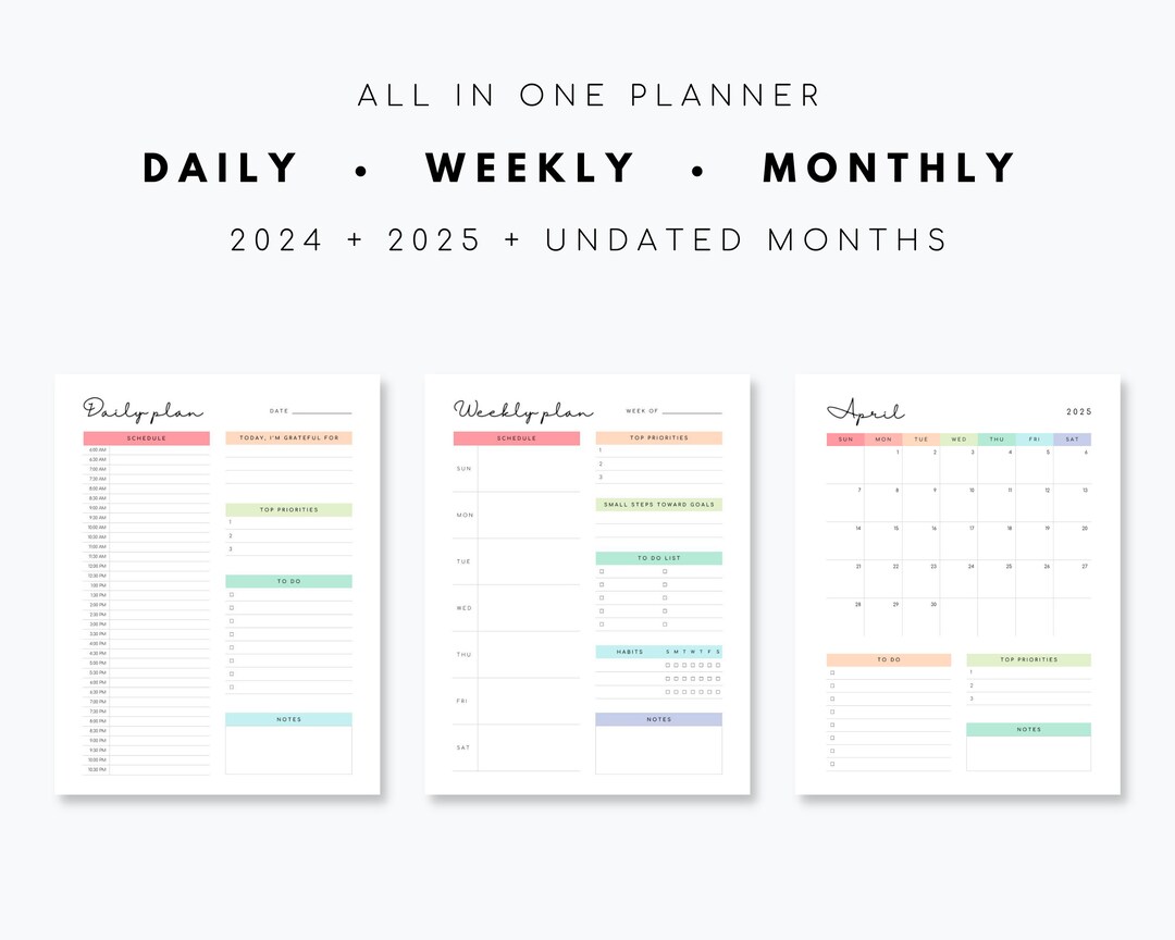 2024 2025 Monthly Planner Printable Daily, Weekly, Monthly 2024 2025 ...