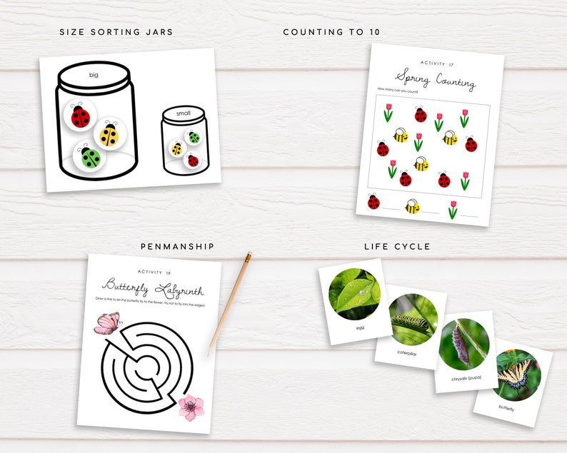 Kindergarten Worksheets Montessori Printable Spring Bundle - Etsy