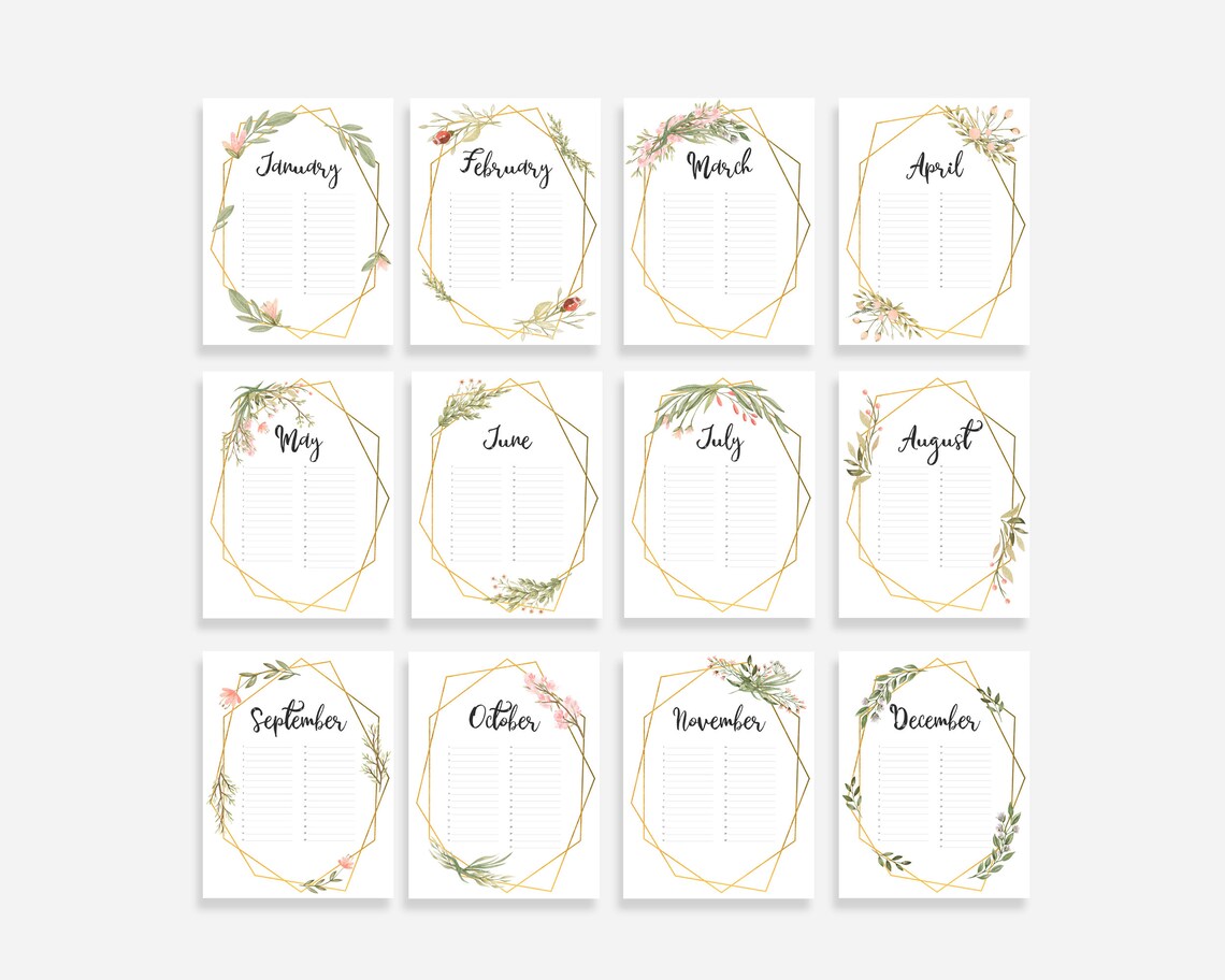 Birthday Calendar PRINTABLE Perpetual Calendar Printable | Etsy