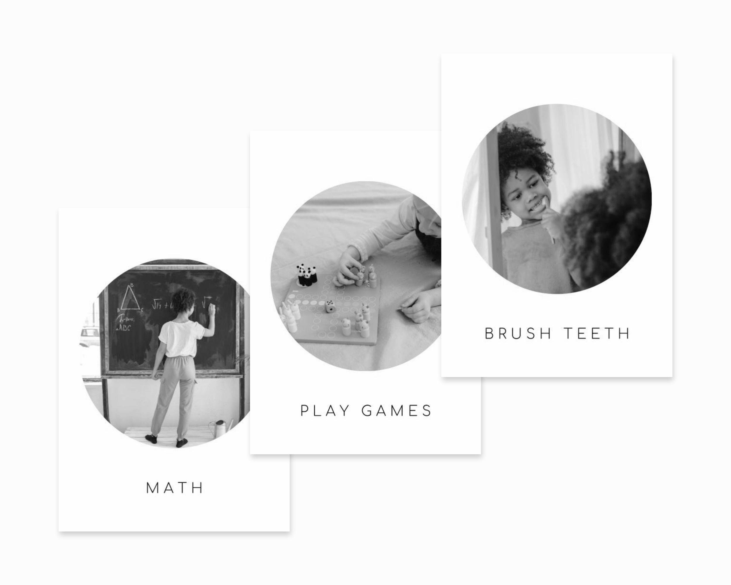 Daily Routine Cards With Photos Black & White - Etsy