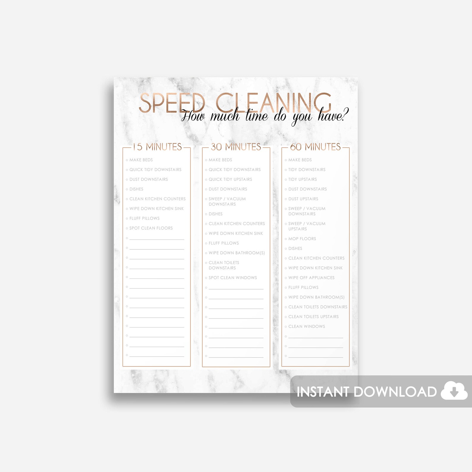 Speed Cleaning Checklist Printable Printable Speed Cleaning - Etsy