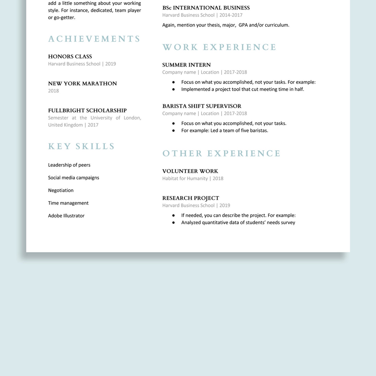 Student Resume Template Google Docs Resume for Students - Etsy