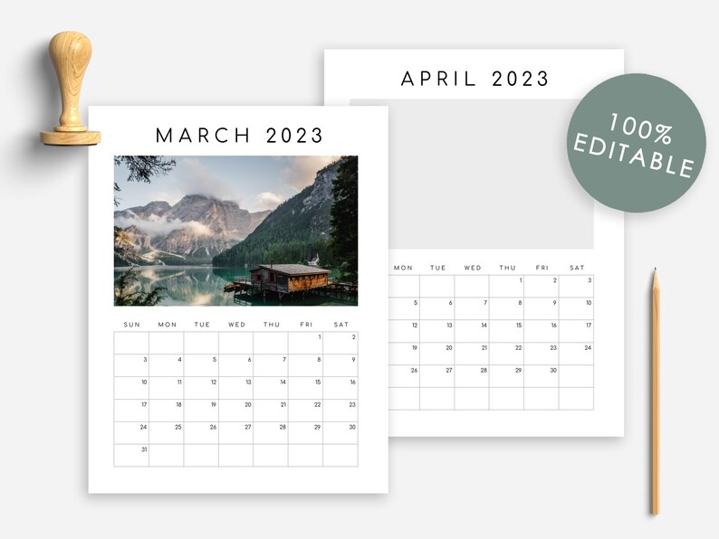 Calendar Template 2023 Google Doc 100% Editable - Etsy