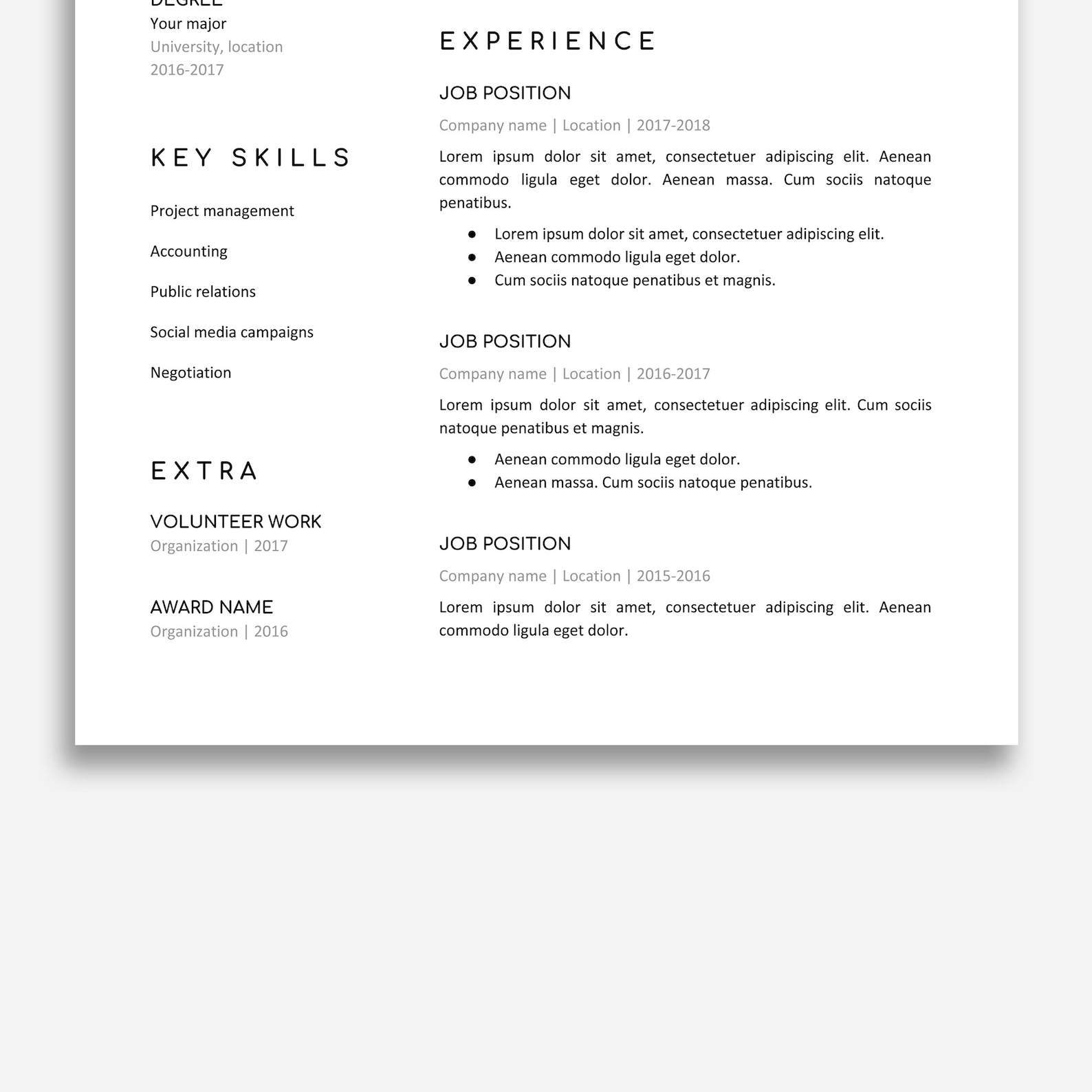 Google Doc Resume Template Resume Template Google Doc Google - Etsy