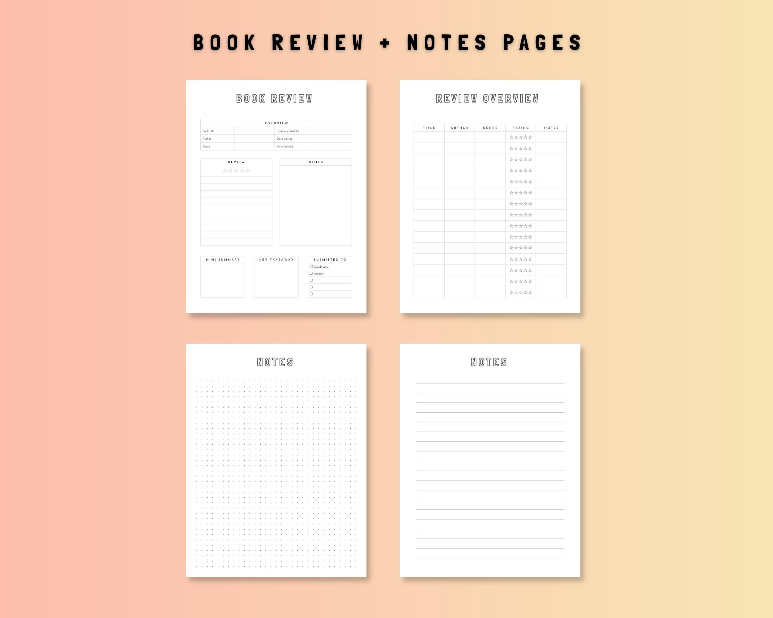 Reading Journal Bundle: 30 Printable / Digital Pages - Etsy