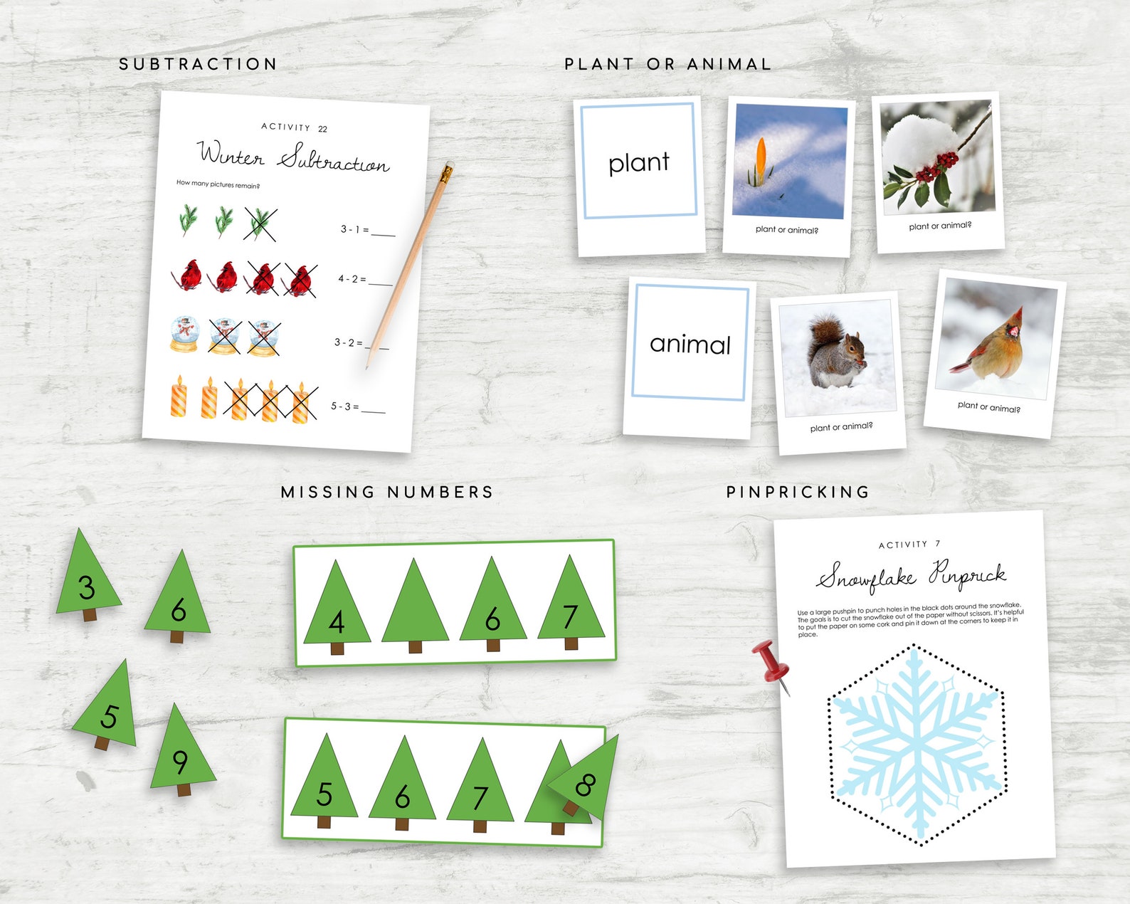 Montessori Kindergarten Worksheets Winter Bundle - Etsy
