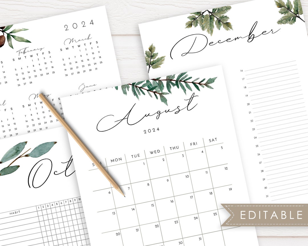 2024 Calendar Bundle Editable Printable - Etsy