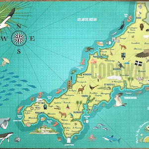 Illustrated Map of Cornwall - Etsy UK