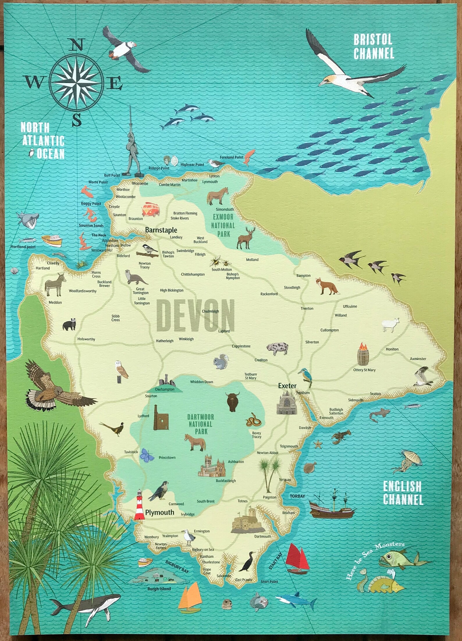 Illustrated Map of Devon - Etsy