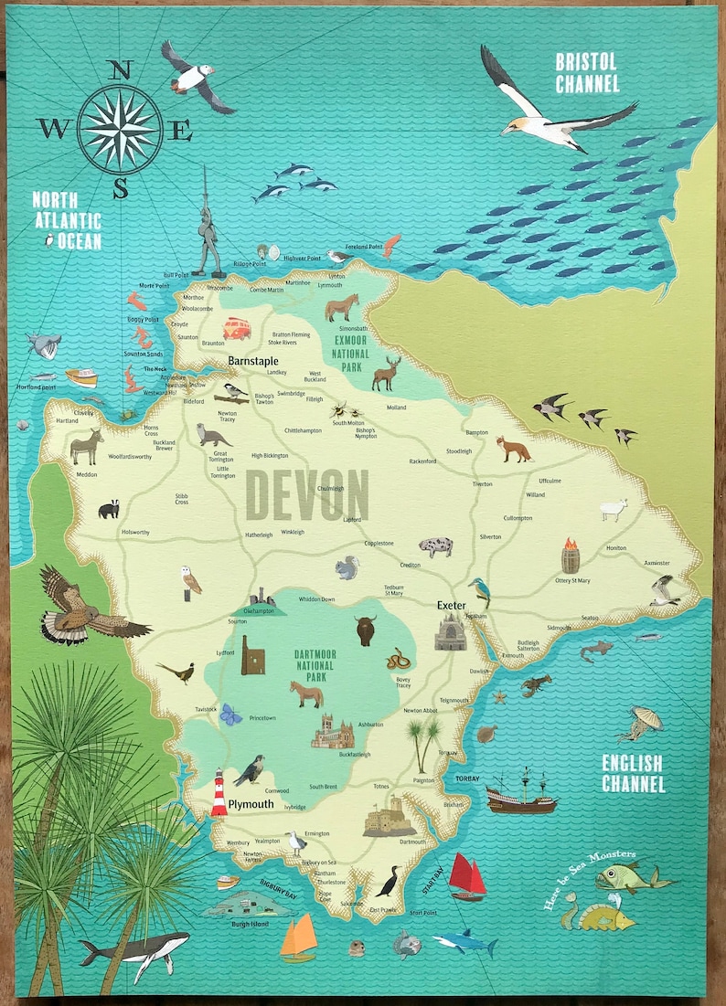 Illustrated Map of Devon - Etsy