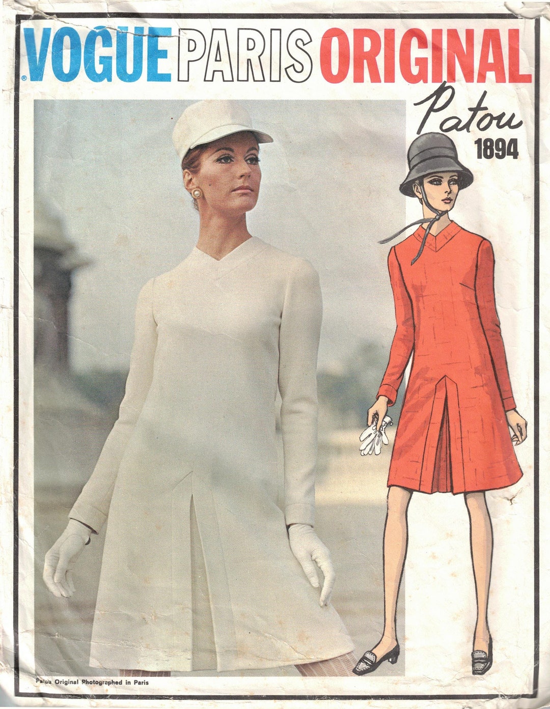 Bust 38 Patou MOD Designer Dress Sewing Pattern - Vogue Paris Original ...