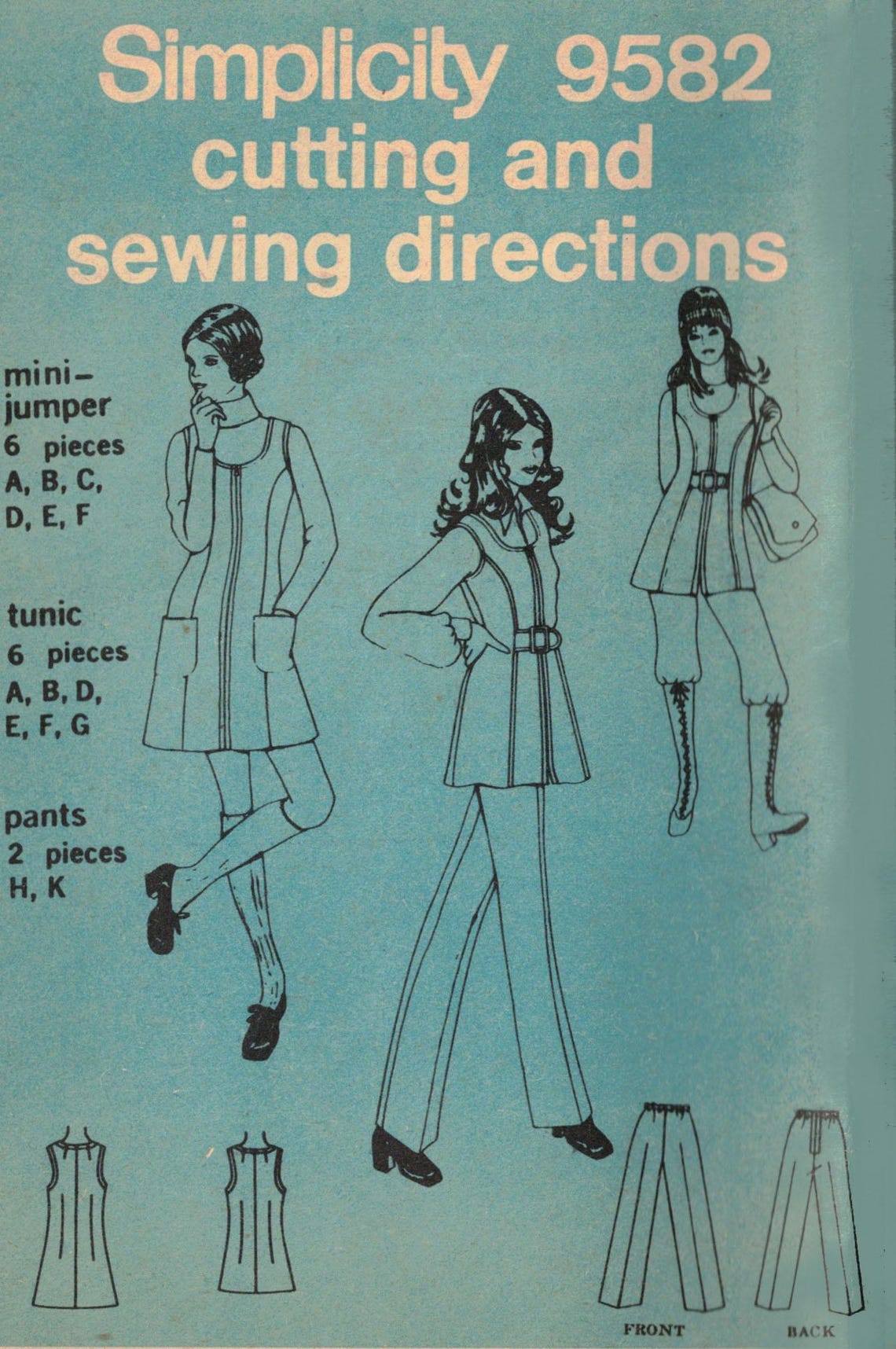 Bust 34 UNCUT Mod Mini Jumper, Tunic & Pants Pattern - Simplicity 9582 ...