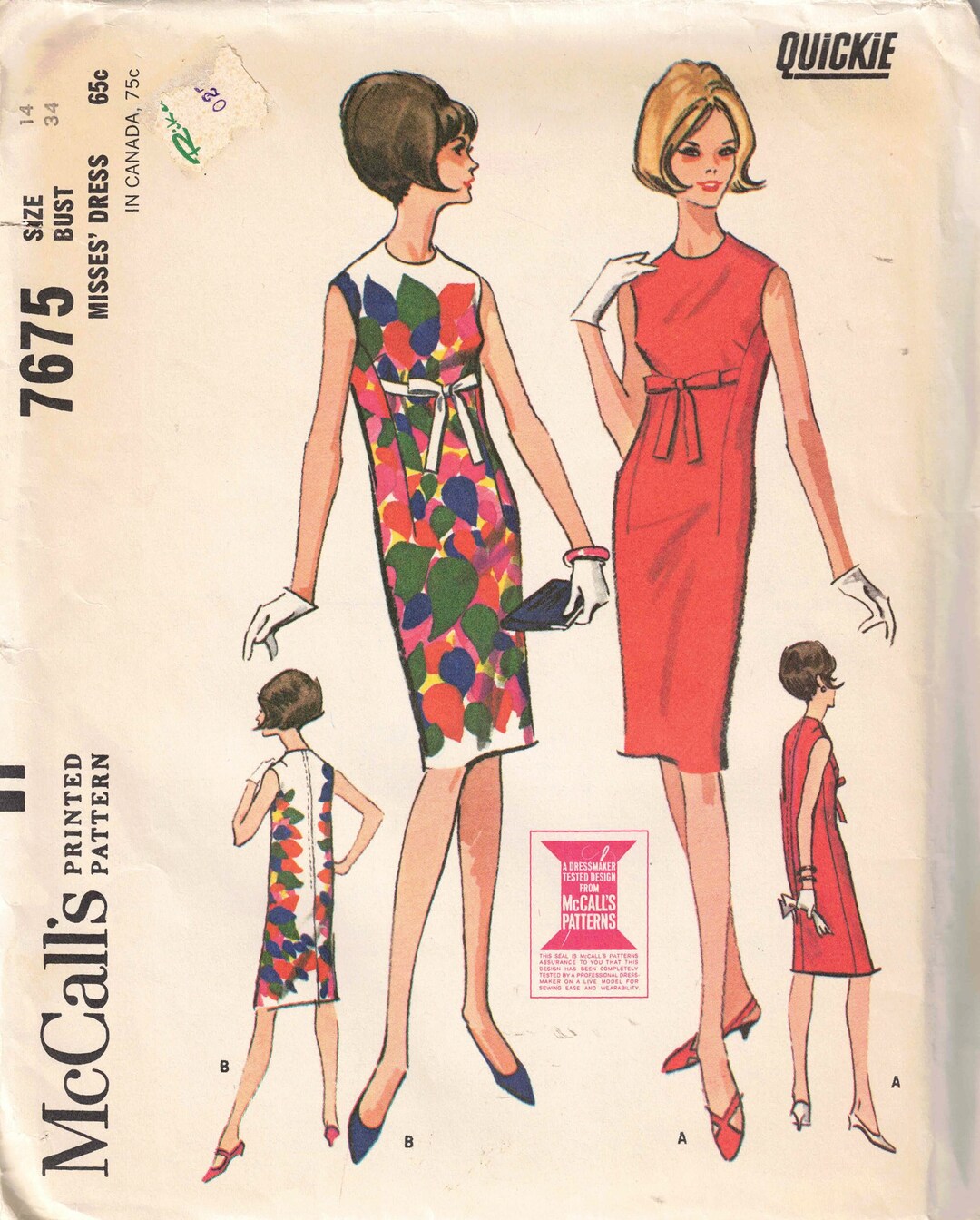 Bust 34 Sleeveless Sheath Sewing Pattern - Ideal for Graphic Prints ...
