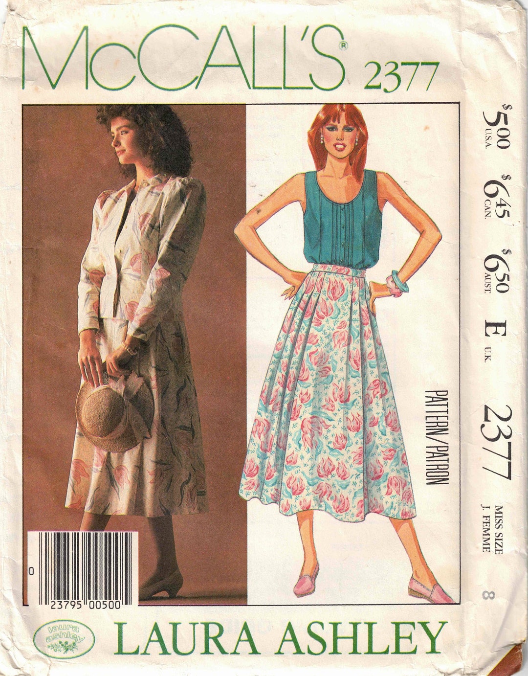 Size 8 UNCUT Laura Ashley Sewing Pattern - Victorian Jacket, Tucked Top ...