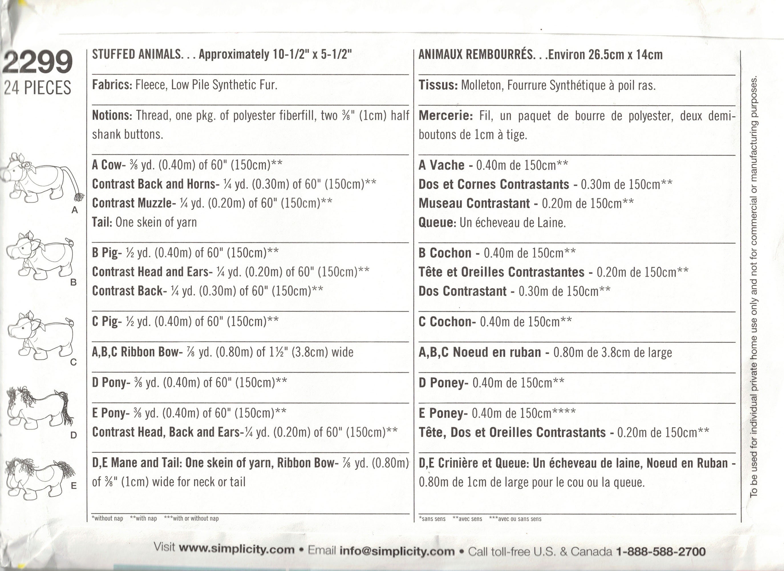 Cow, Pig & Pony Stuffie Sewing Pattern UNCUT Make Your Own Adorable Stuffed Animals Simplicity ...