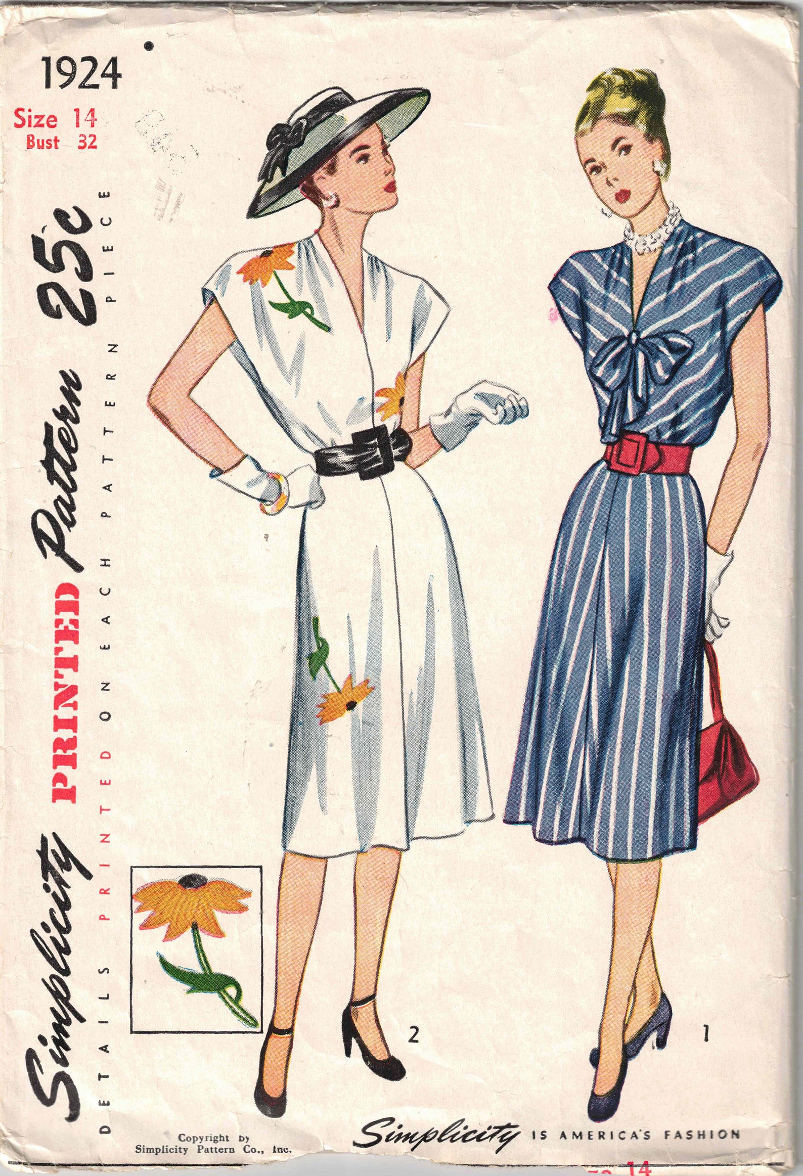 Vintage 1947 Afternoon Tea Dress Sewing Pattern With | Etsy