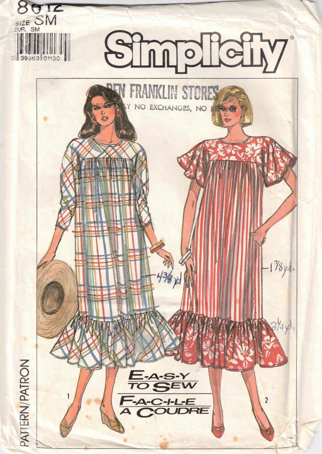 Size 10/12 Muumuu or Loose-fitting Dress Sewing Pattern - Easy to Sew ...