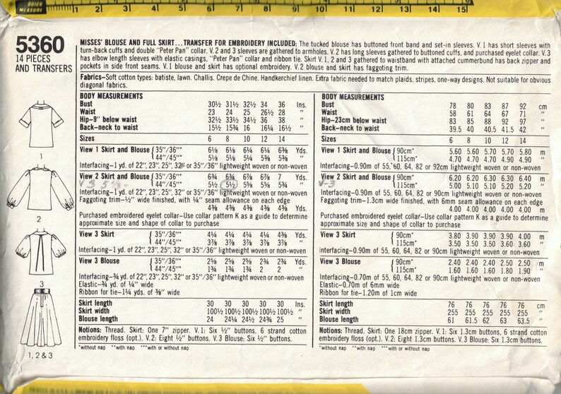 Size 8 Pintucked Blouse & Full Skirt Sewing Pattern UNCUT Designed by ...