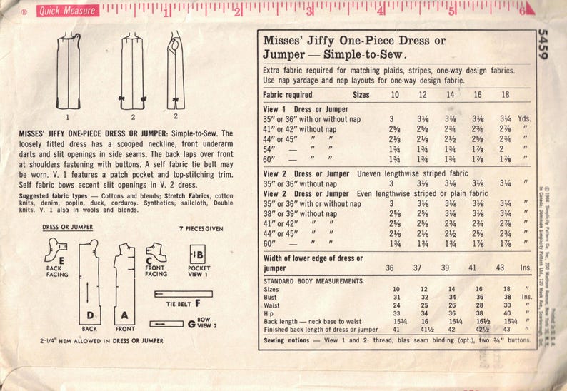 Bust 32 Jiffy MOD Shift Dress or Jumper Sewing Pattern - Easy Cut Easy ...